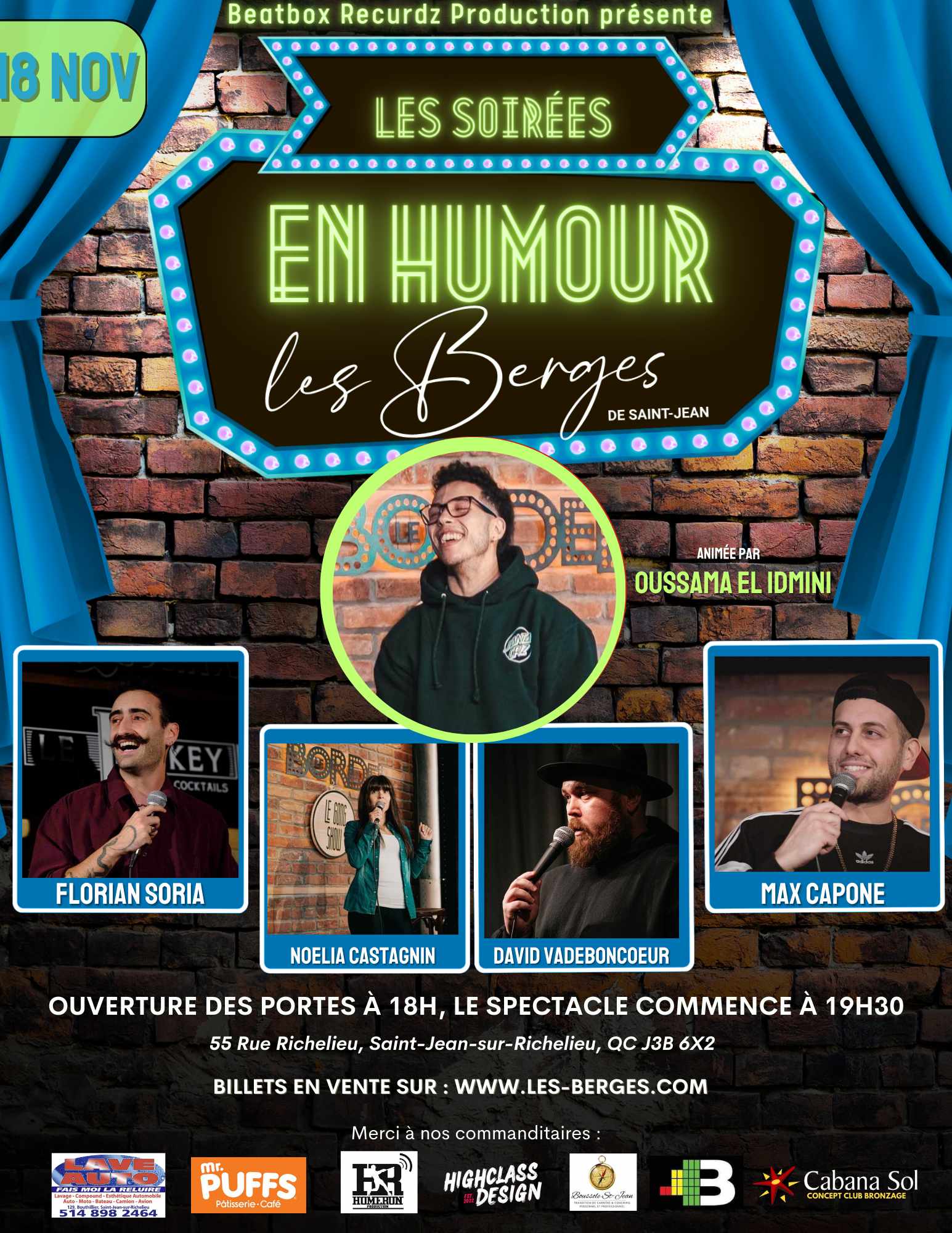 Soirée en humour - Restaurant Les Berges de St-Jean