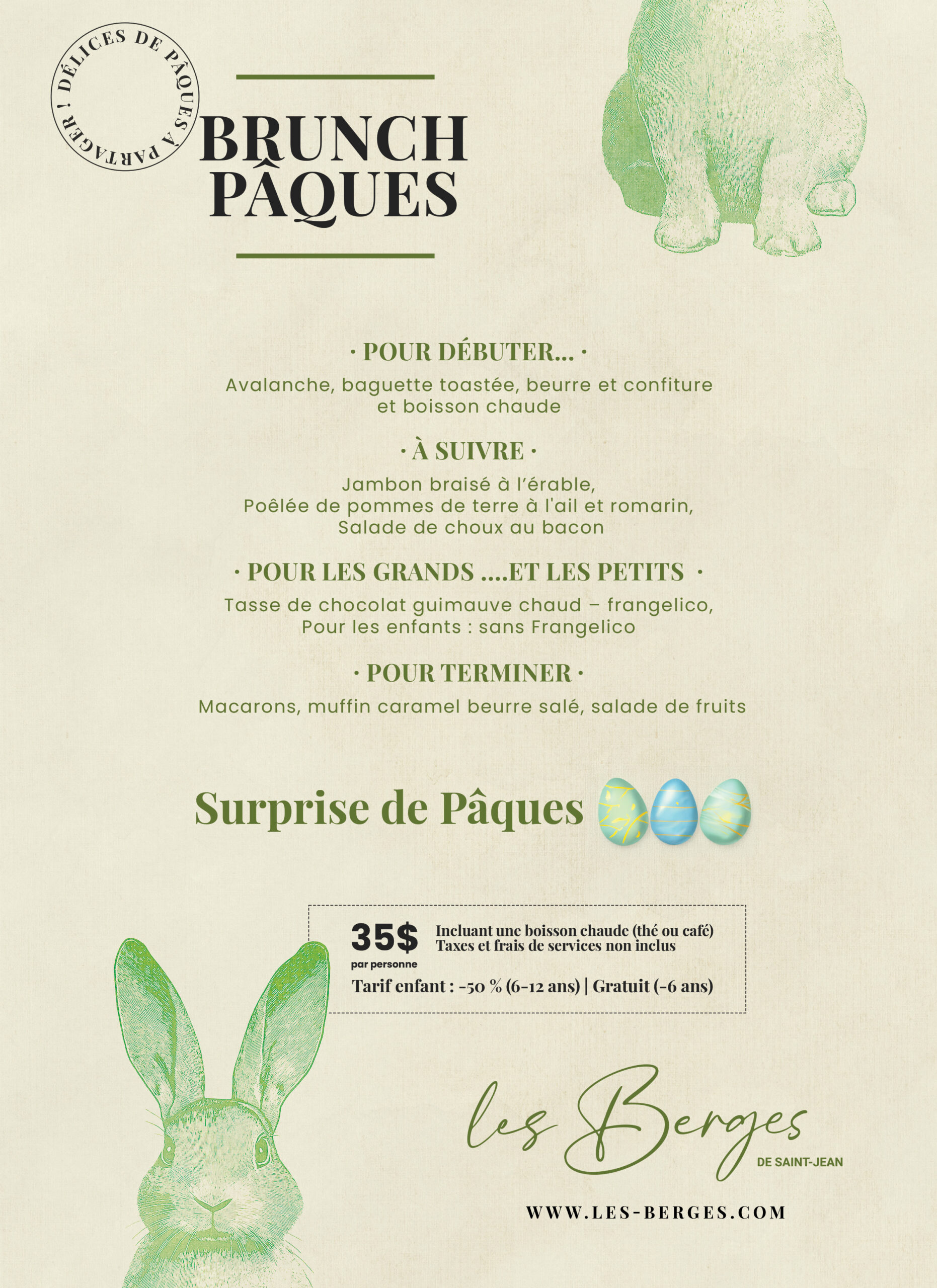 Brunch de Pâques - Restaurant Les Berges de St-Jean